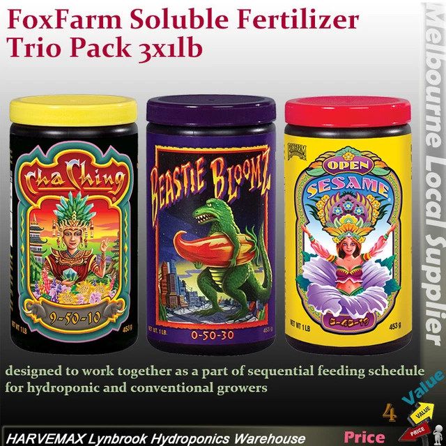 FOX FARM SOLUBLE Trio Pack Fertilizer Open Sesame Cha Ching Beastie ...
