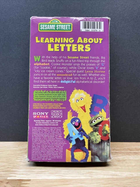SESAME STREET - Learning About Letters (VHS, 1996) Vintage $11.01 ...