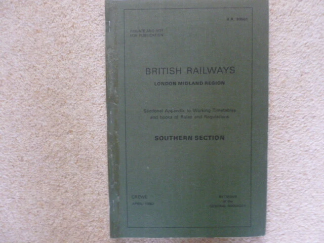 BR LMR SECTIONAL Appendix To The Working Timetable Rules And Regs ...