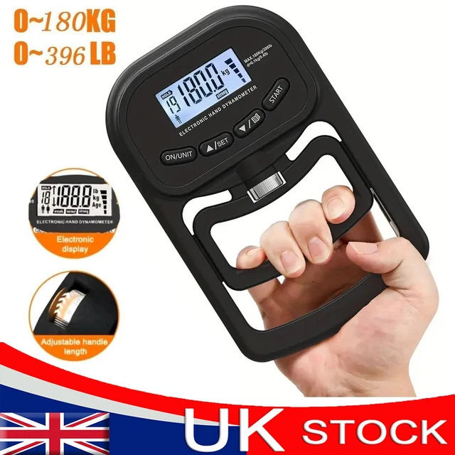 GRIP STRENGTH TESTER, 396Lbs/180Kg Digital Hand Dynamometer Grip ...