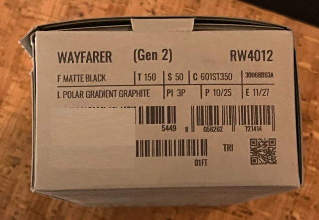 RAY-BAN META WAYFARER Gen 2 L Polar Gradient Graphite RW4012 - New In ...