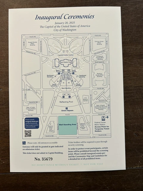 2025 PRESIDENT DONALD Trump/VP JD Vance Turquoise Inauguration Ticket ...
