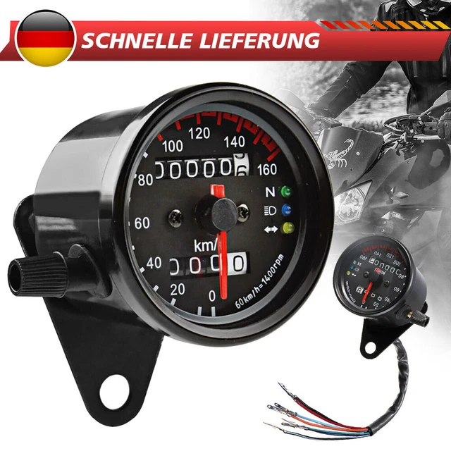 UNIVERSAL MOTORRAD TACHO Kilometerzähler Tachometer LED ...