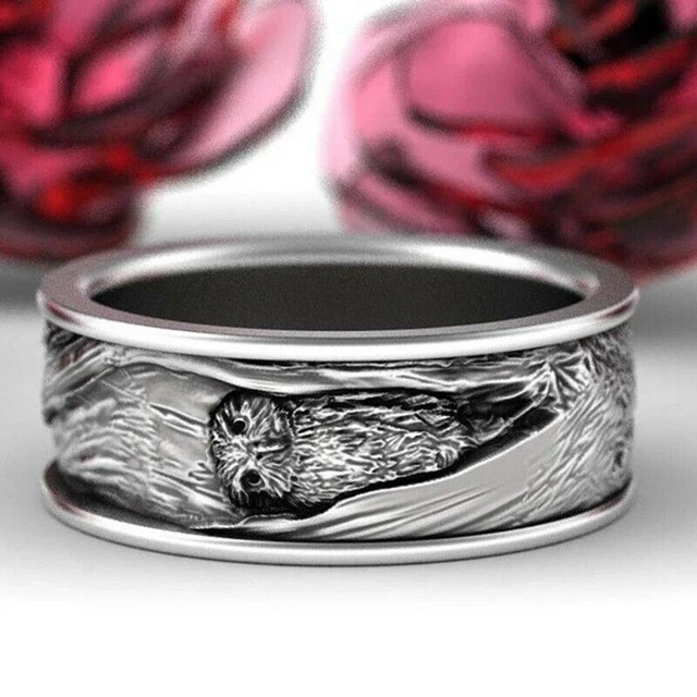 MEN'S VINTAGE PUNK Owl Finger Rings Simple Silver Ring Christmas ...