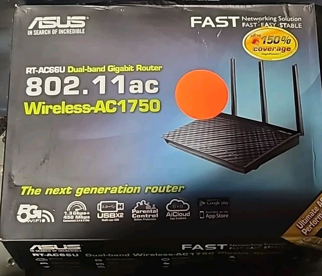 ASUS RT-AC66R 802.11AC Dual-Band Wireless-AC1750 Gigabit Router (Mildy ...