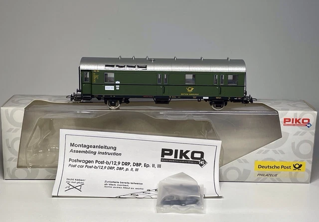 PIKO 53343 HO German Postal Coach Deutsche Bundespost b/12,9 Green Ep ...