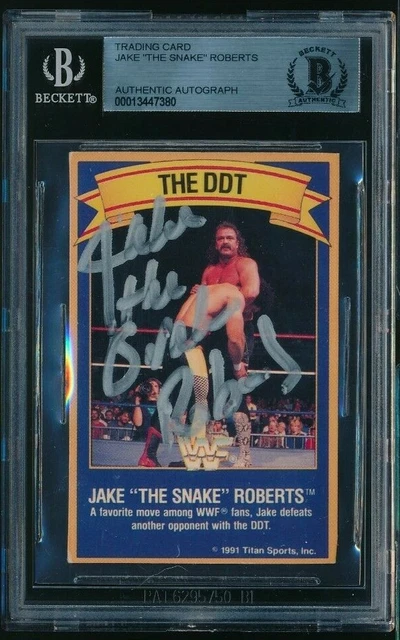 1991 WWF GOLD BOND CRÈME GLACÉE carte Jake Snake Roberts DDT signée ...