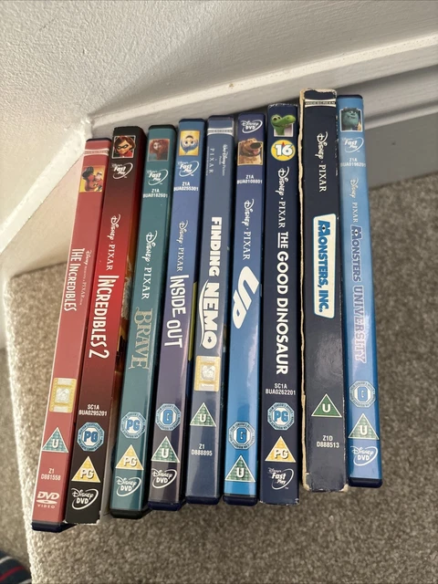 DISNEY PIXAR X 9 dvd bundle Incredibles , Monsters Inc, Nemo Up Inside Out Etc £12.15 - PicClick UK