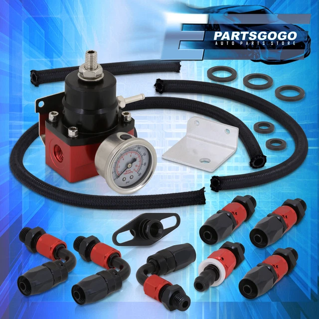 UNIVERSAL RACING PERFORMANCE Fuel Pressure Regulator w/ Fittings Gauge ...