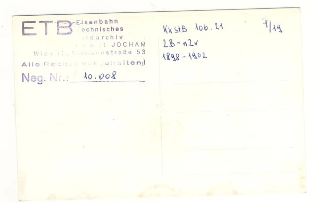 DAMPFLOK - FOTO - kkStB - Lok 106.21 - k.k. Staatsbahnen EUR 3,90 ...