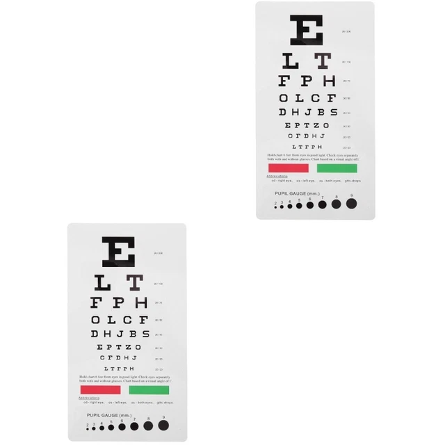 2 COUNT VISION Test Eye Chart for Wall Portable Charts Exam Pocket ...