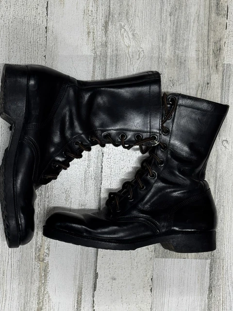 GENESCO FULL ZIP Black Leather Military VTG Jungle Boots Men 9 Regular ...