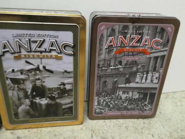 4 ANZAC BISCUIT Tins Commemorative Australian War Ww1 Unibic Gallipoli ...