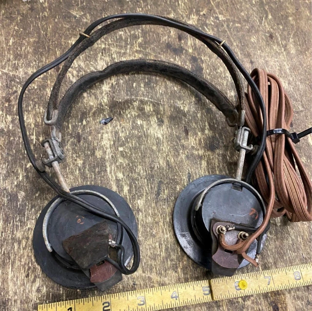 HEADPHONE EAR SET WW2 Ham Radio Pilot Military Shortwave Vtg ...