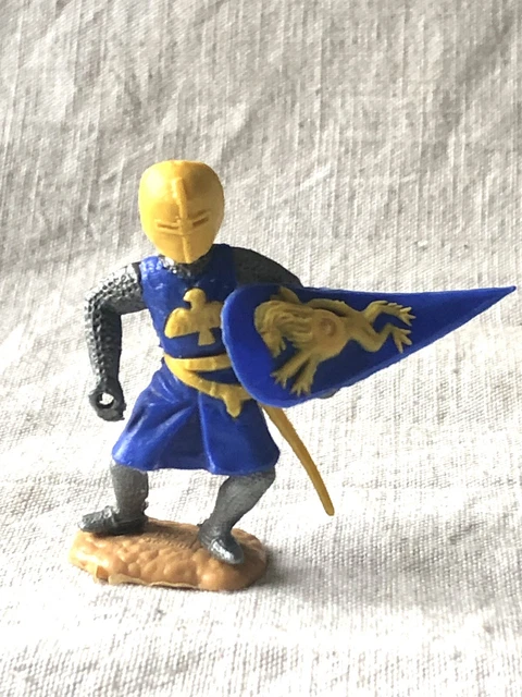 FIGURINE TIMPO TOYS: rare chevalier, knight, Ritter, blue yellow, bleu ...