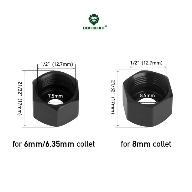 ROUTER BIT COLLET Chuck Clamping Adapter for CNC Engraving 6/8PCS 6mm 1 ...