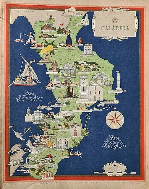 PROF. GIOVANNI DE Agostini: pictographic map "Calabria" (1941) £37.08 ...