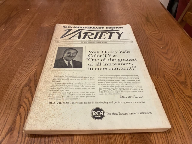 WALT DISNEY VARIETY Magazine 56th Anniversary Vol 225 No. 7 1962 ...