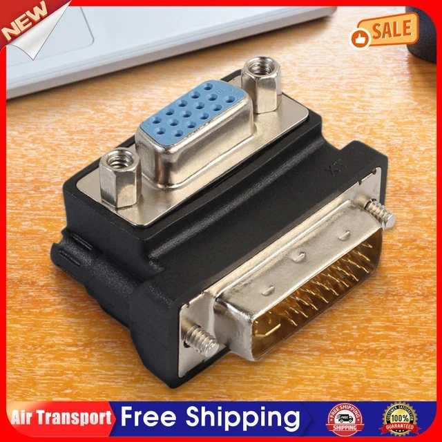 DVI-I 24+5 MALE to VGA 15 Pin Female 90° Right Angle Convertor Adapter ...