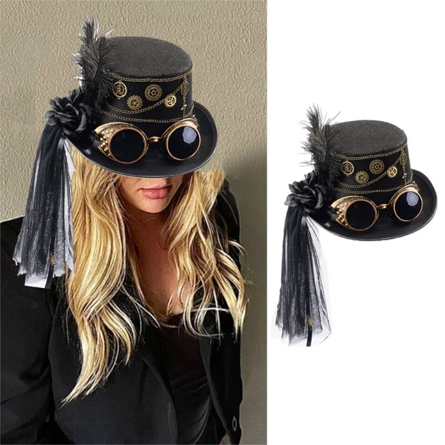 TOP HAT WITH Gear Elegant Flat Hats Billycock Cosplay Halloween Costume £16.98 - PicClick UK