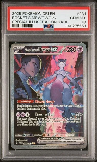 POKEMON 2025 TEAM Rocket's Mewtwo ex 231/182 SIR Destined Rivals GEM ...