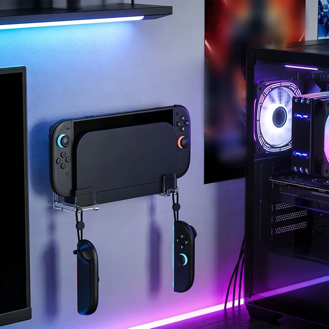 SLIM ACRYLIC WALL Mount Holder for Nintendo Switch 2 Space Saving ...