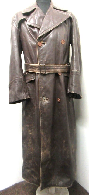 WW2 GERMAN LUFTWAFFE Officer Heavy Horsehide Leather Trench Coat Jacket ...