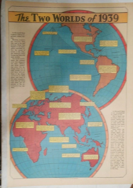 ORIGINAL 1939 WW2 Newspaper Color Map The Two Worlds of 1939 ! £27.81 ...