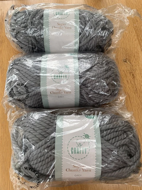 3 X 200G Aldi So Crafty Super Chunky Knitting Yarn Wool Grey NEW £7.00 ...