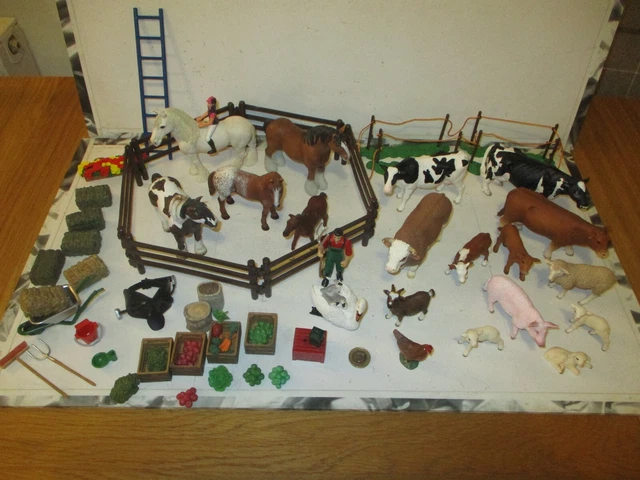 SCHLEICH FARM ANIMALS Bundle - 3 Cows, 1 Bull, 2 Calves, Horses, Pigs ...