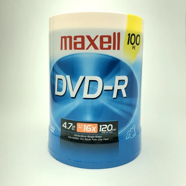 MAXELL DVD-R 100 Pack Discs 4.7GB 16x 120min - Write Once - Spindle ...