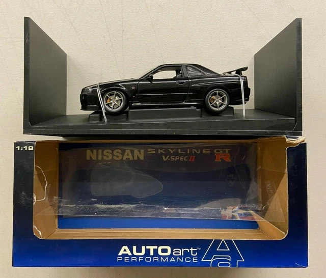 AUTOART 1:18 SCALE Diecast Car Nissan Skyline R34 GTR V-Spec II - Black Pearl £233.62 - PicClick UK