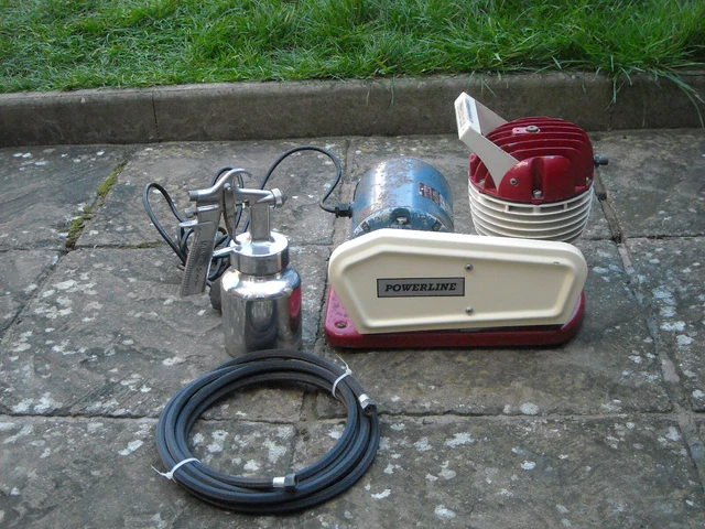 BURGESS POWERLINE AIR Compressor, spray gun and hose. USA made. £90.00 ...
