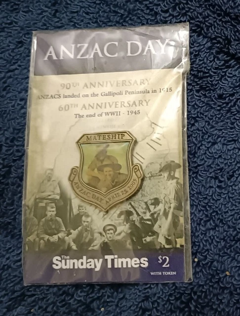 OLD! 2005 ANZAC Day 90Th Anniversary Ww1 Sunday Times Perth Wa Badge ...