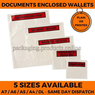 DOCUMENTS ENCLOSED WALLETS Envelopes Self Adhesive - A7 A6 A5 - Plain or Printed £14.35 ...