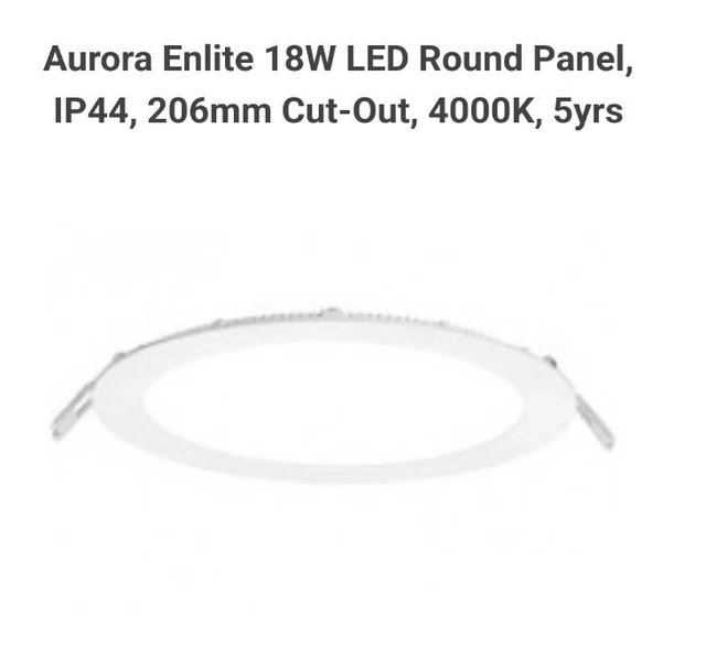 AURORA ENLITE 18W LED Round Panel, IP44, 206mm Cut-Out, 4000K £25.67 ...