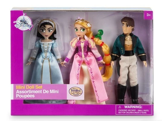 Original Disney Tangled Rapunzel Cassandra And Flynn Mini Doll Set 5 Inch 8333