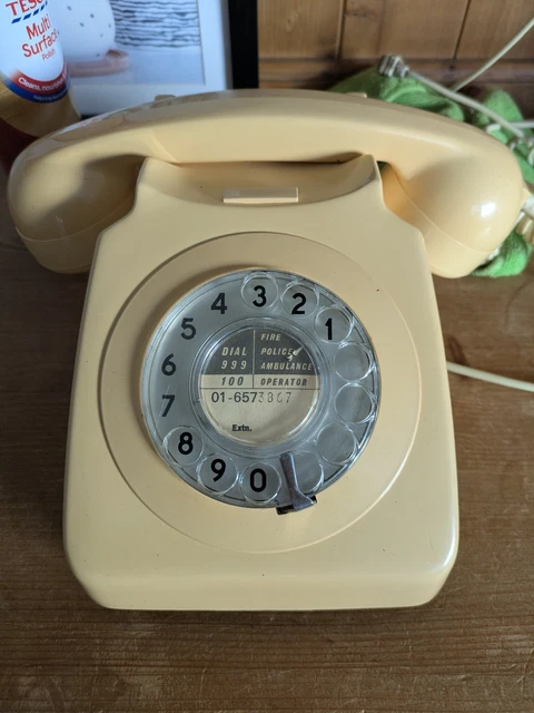 VINTAGE RETRO IVORY Cream 8746 Rotary GPO Telephone BT 1970s 80s Rings ...