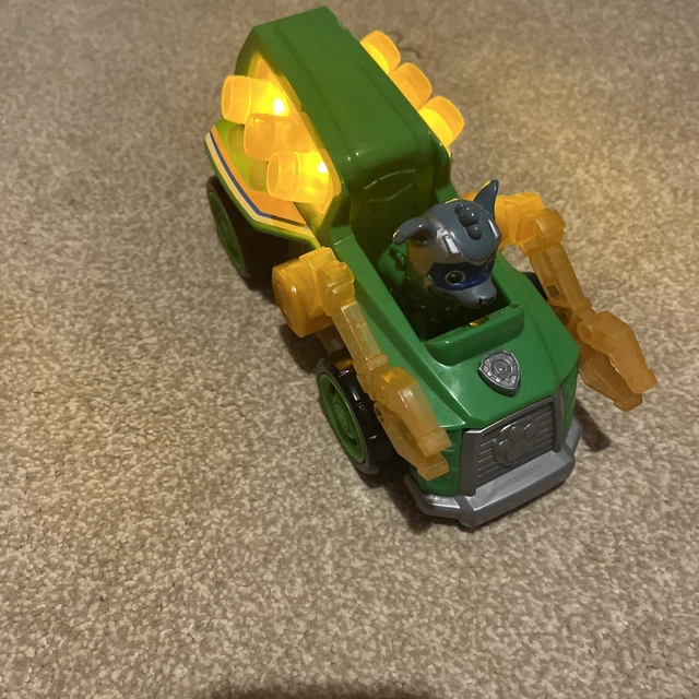 PAW PATROL MIGHTY Pups Rocky Super Paws Light Up Deluxe Vehicle With ...