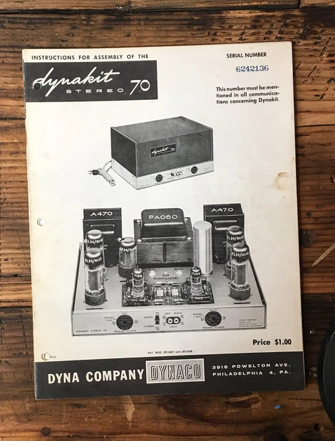 DYNACO / DYNAKIT Stereo 70 ST-70 Amplifier Assembly / User Manual *Orig ...