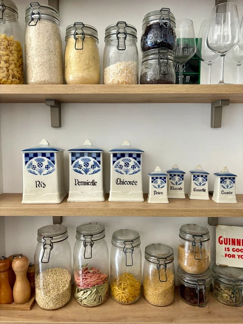 LA SÉRIE DE 7 pots condiments vintage poinçonnés 277-M Wasmuel décor ...