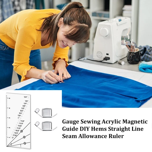 ACRYLIC HEMS SEAM Allowance Ruler Apparel Magnetic Guide Clothing ...