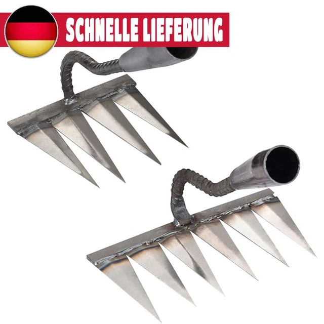 GARDEN RAKE SHARP Metal Harrow Loose Soil Weeder Weeding Tool ...