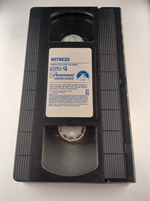 WITNESS (VHS) 1985 Harrison Ford, Kelly McGillis, Lukas Haas TESTED £3. ...