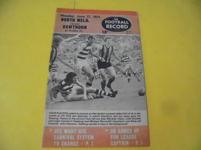 1974 VFL RECORD - NTH MELB v HAW - JUN 17 $11.00 - PicClick AU