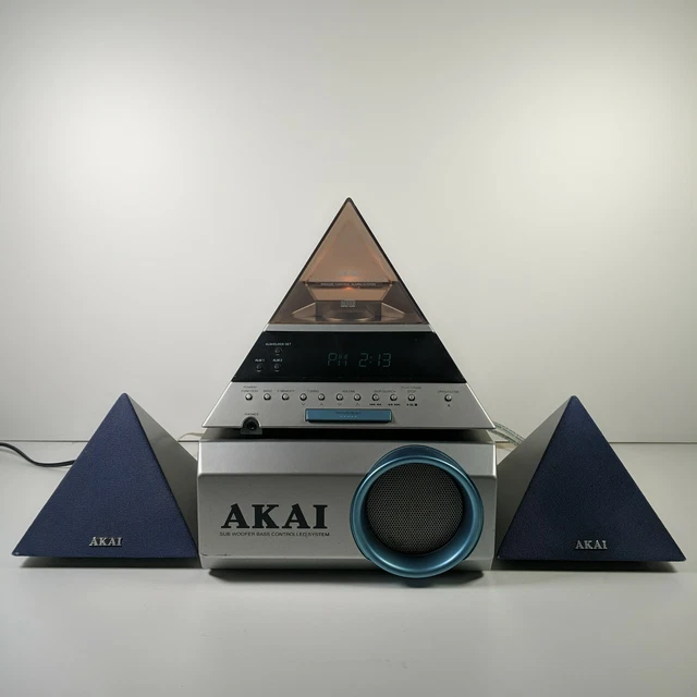 AKAI AA-S200R SISTEMA stereo CD piramidale raro e unico con subwoofer ...