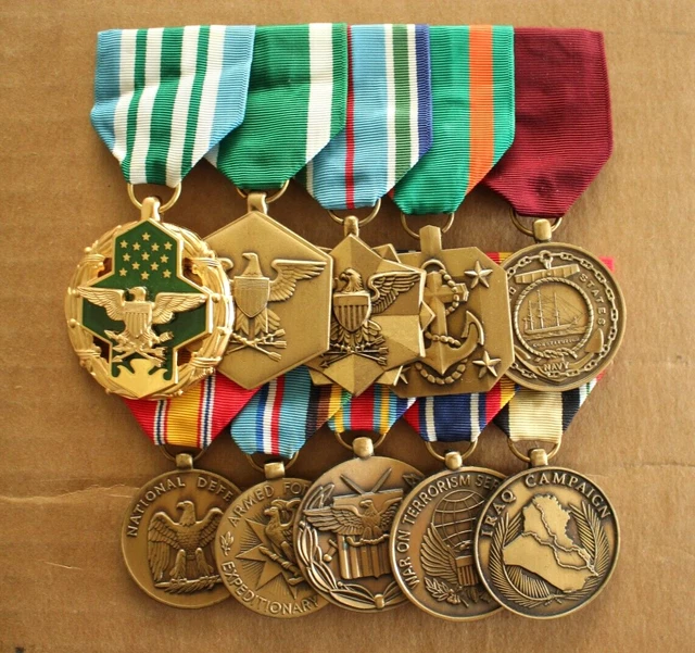 US MILITARY USN Usmc Usaf Uscg Army Full Size Mounted Medals Ten Piece ...