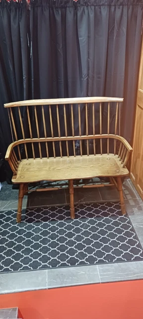 SOLID OAK 18TH Century Style Two Seater Stick Back Settle £250.00 ...