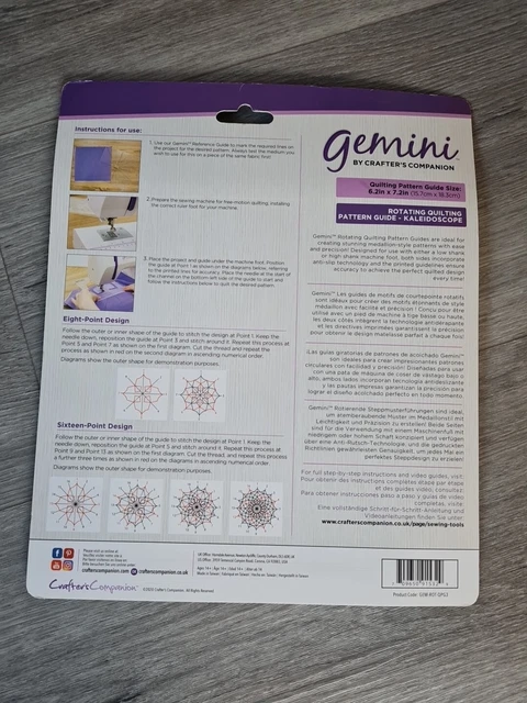 CRAFTERS COMPANION GEMINI Quilting Pattern-kaleidoscope NEW £8.00 - PicClick UK