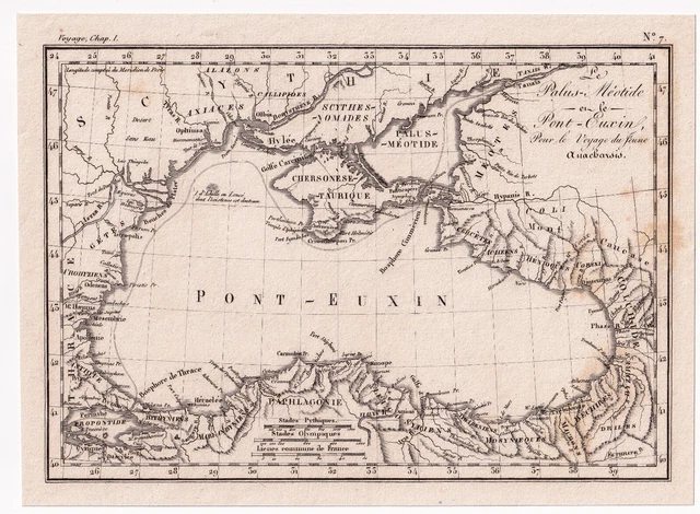 CARTE GÉOGRAPHIQUE XIXE Pont Euxin Mer Noire Black Sea Turkey Pontus ...